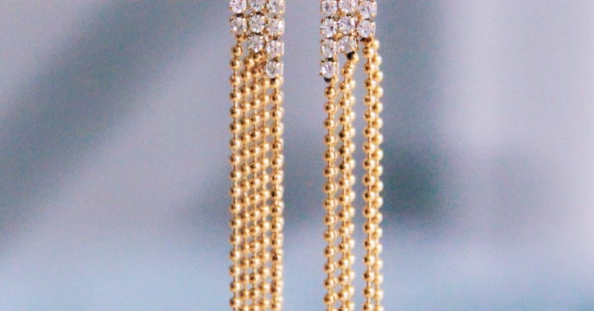 Bazou | Waterfall oorbellen ballchain/crystal